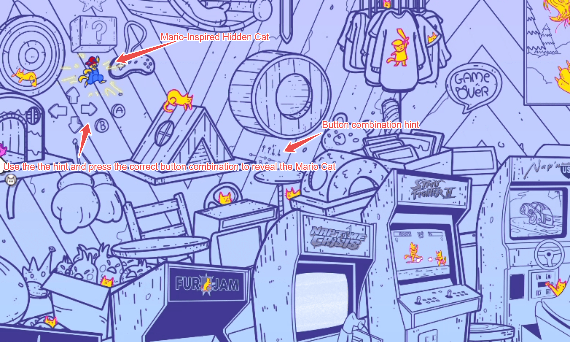 An Arcade Full of Cats - Complete Walkthrough (All Hidden Cats) - SUPEREALM